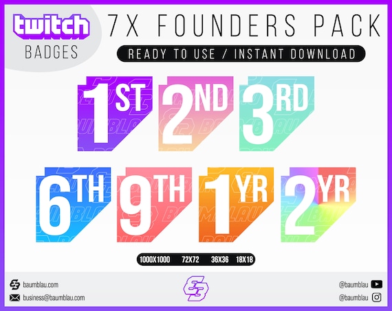 Founders Sub Badges Twitch Transparent Version Cheer/sub - Etsy UK