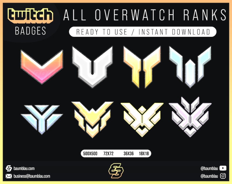 All Overwatch Badges Ranks NEW Ascendent Rank 5 Extra Ranks Cheer/sub ...