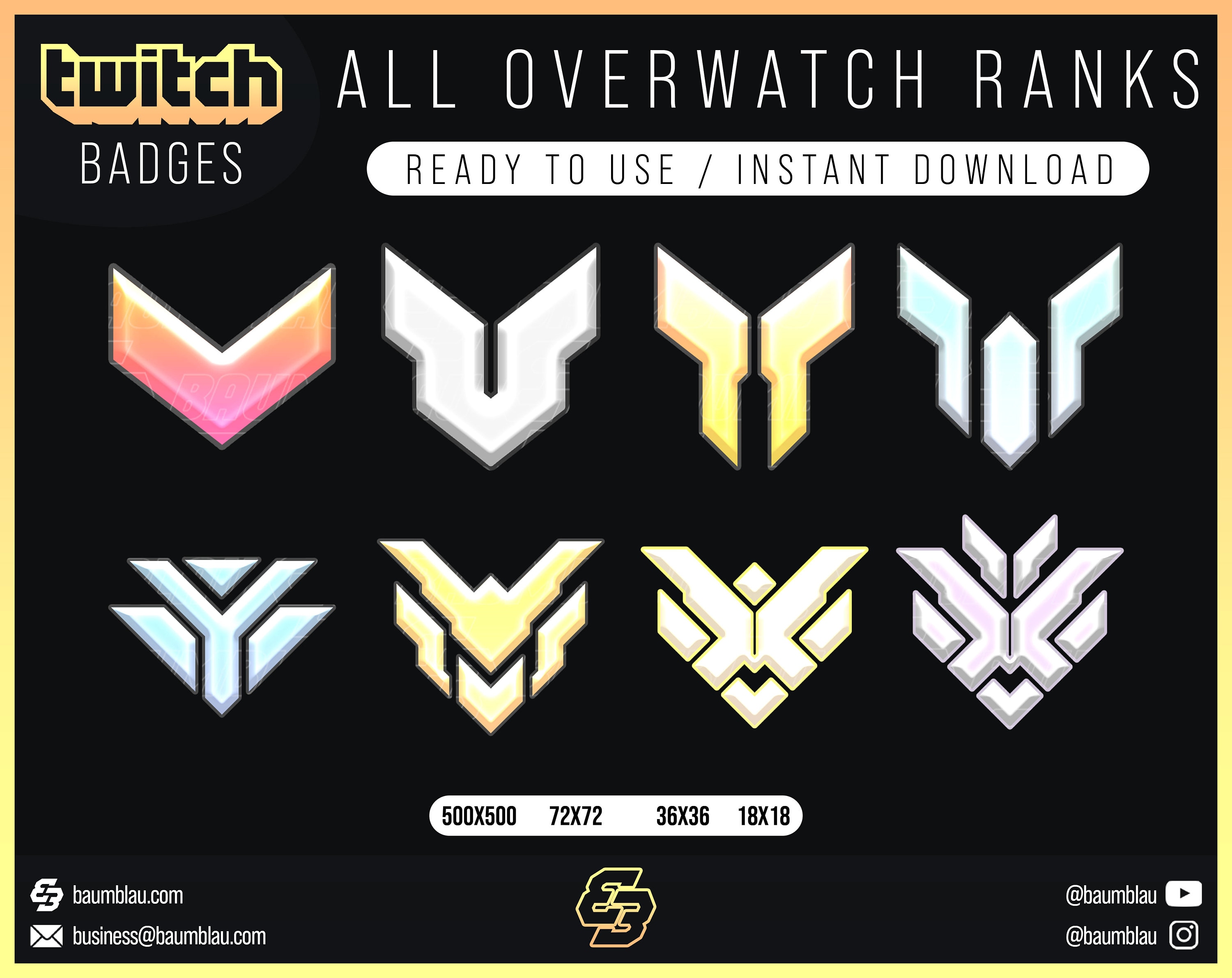 All Overwatch Badges Ranks NEW Ascendent Rank 5 Extra Ranks Cheer/sub ...