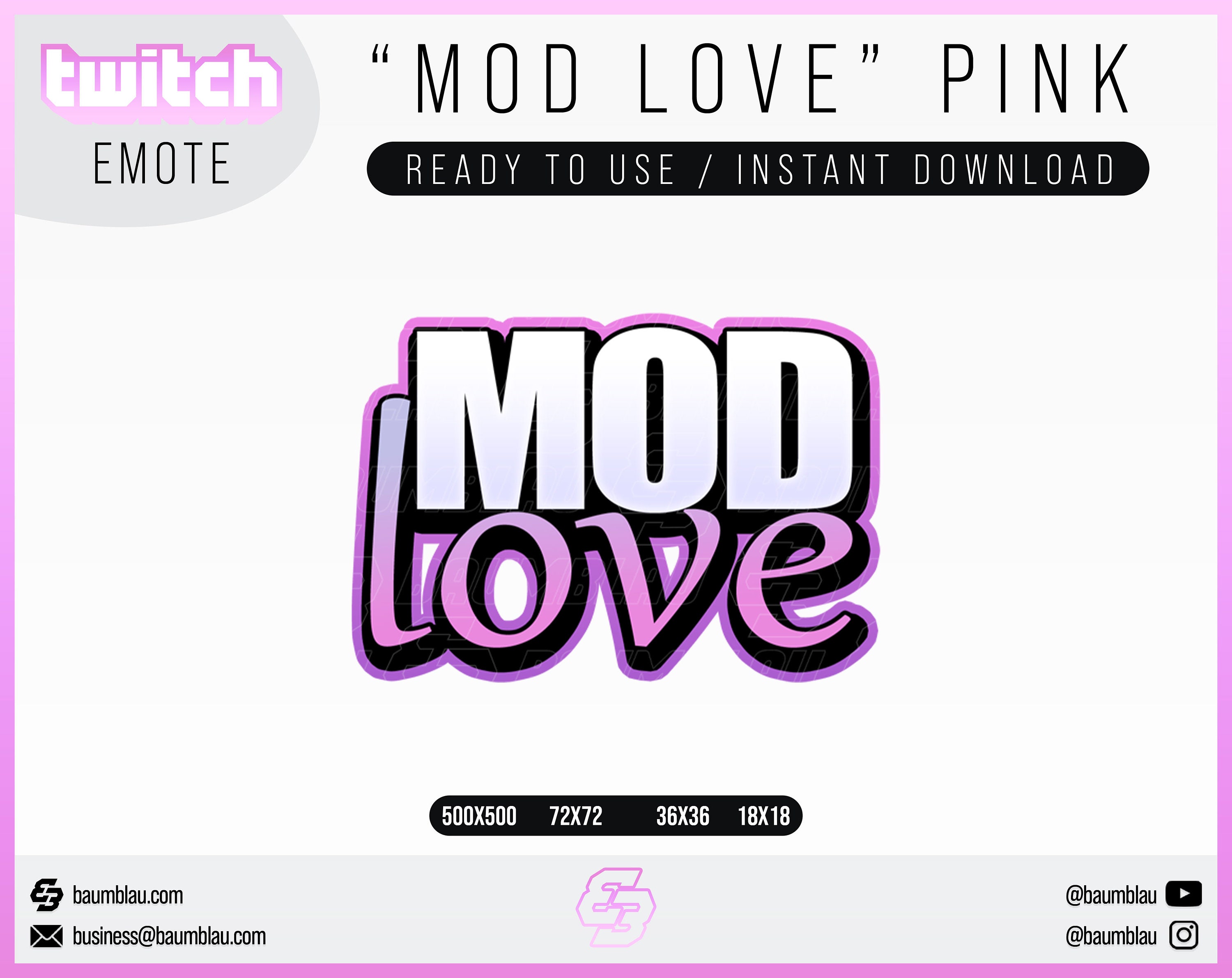 Twitch Emote Twitch mod Love Emote / Badge - Etsy Ireland