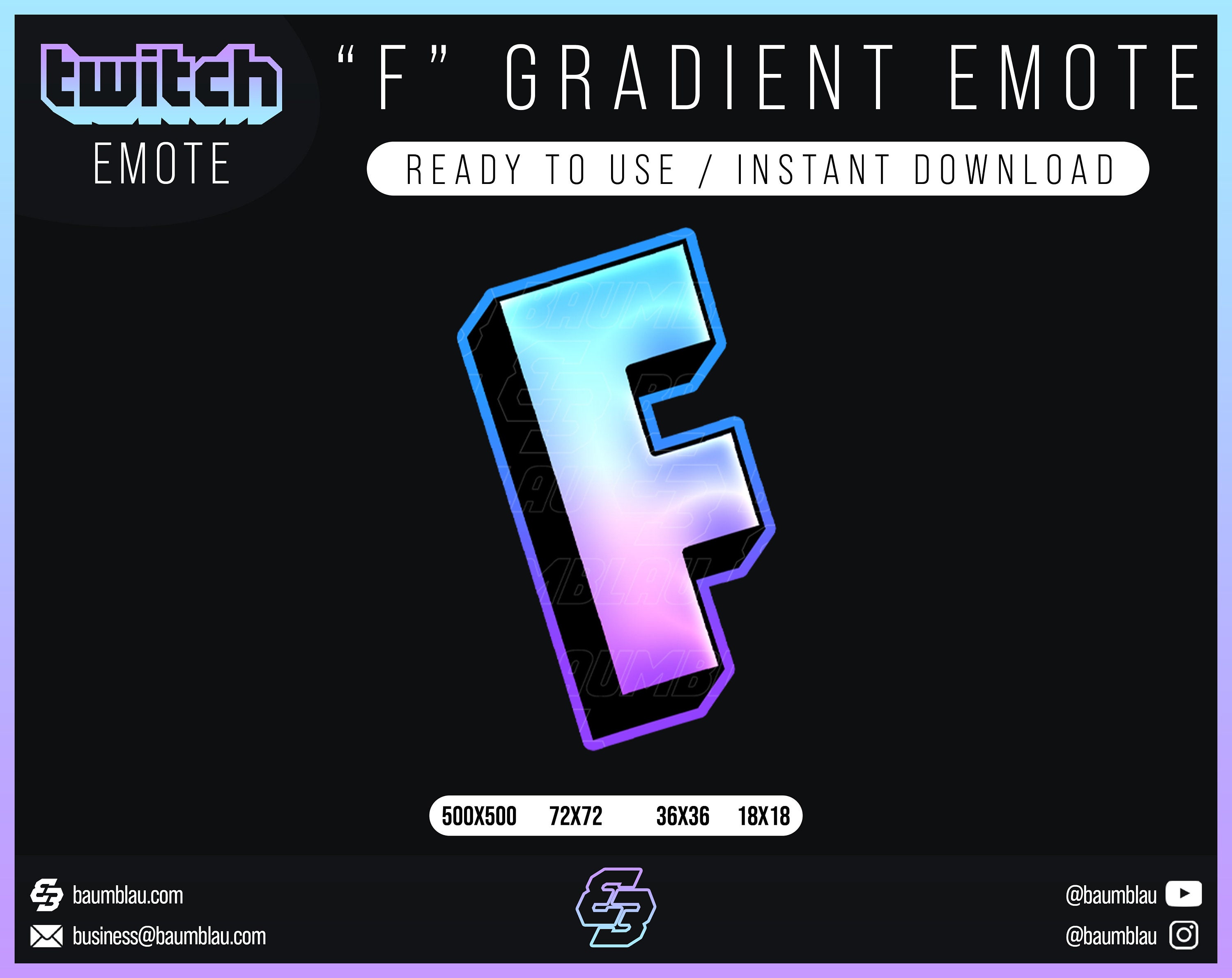 F Letter Emote Twitch Emote Instant Download - Etsy