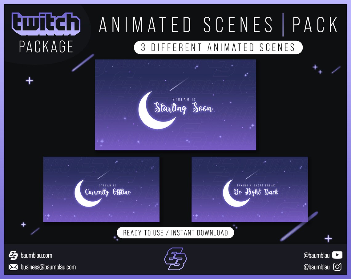 Animated Stream Overlay Package Dusky Night Overlays - Etsy