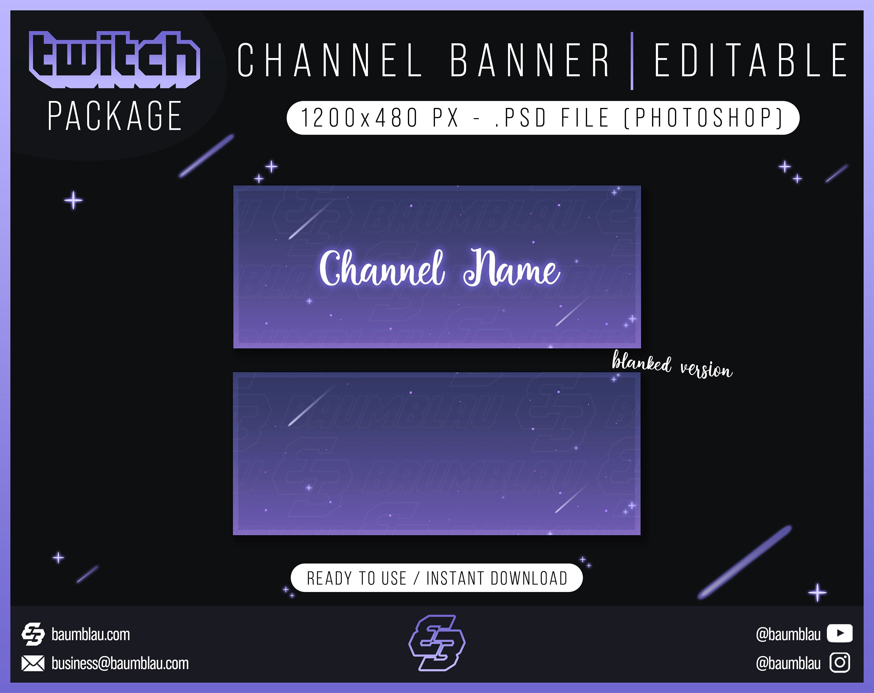 Dusky Night Animated Stream Overlay Package: 27 Panels (instant ...