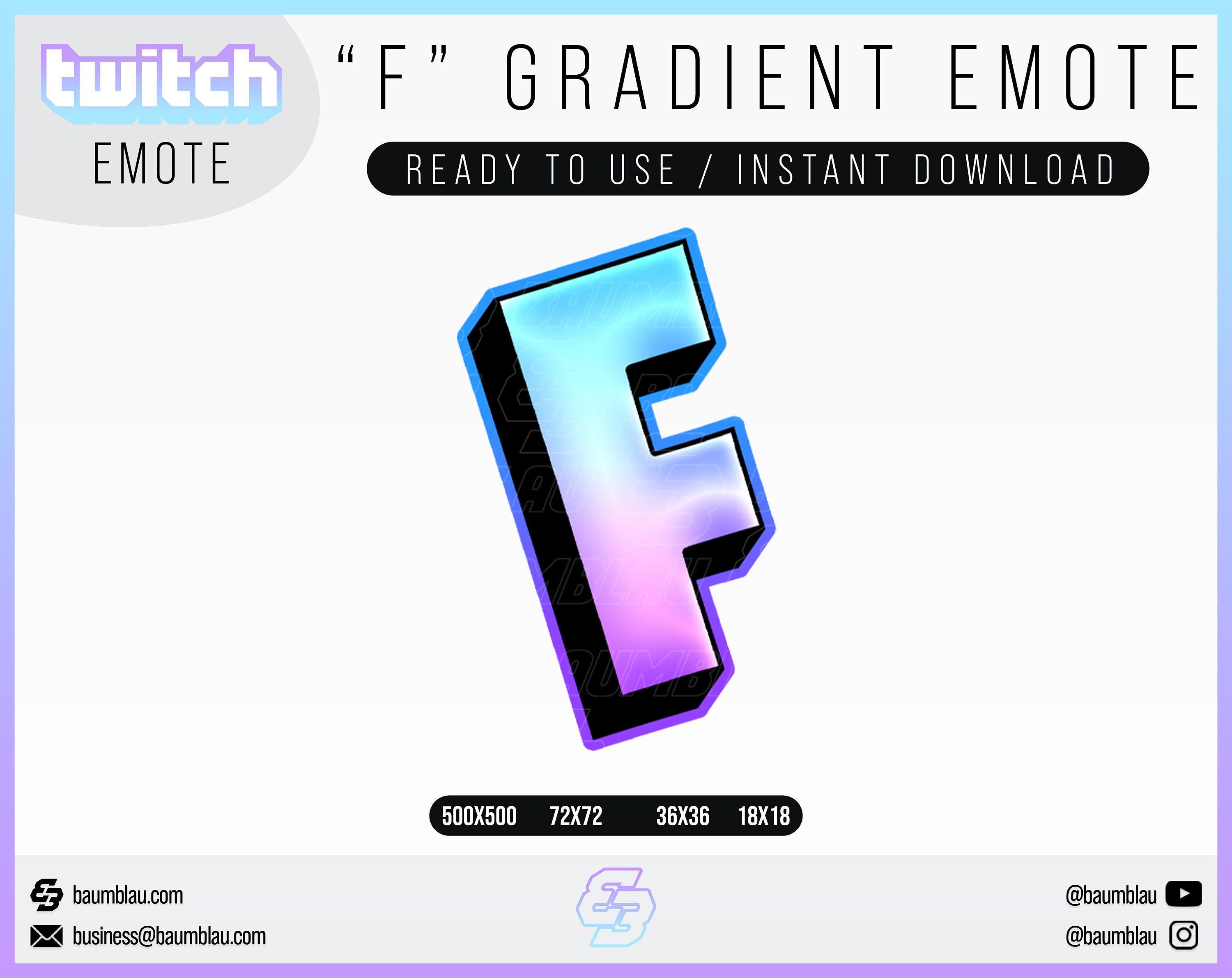 F Letter Emote Twitch Emote Instant Download - Etsy