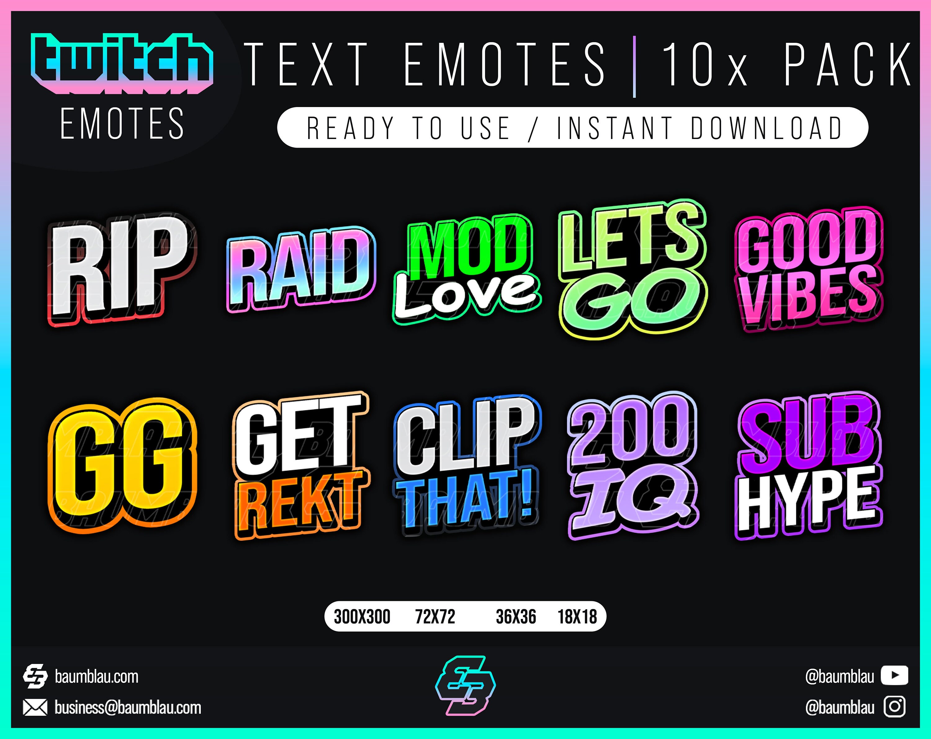 Twitch Emote Text Text Emotes Pack 10x Bundle Twitch Streamer Emotes ...