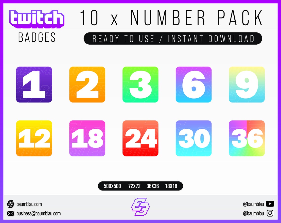 Twitch Founder Number Sub Badges: 1-36 Month Pack (digital Download) - Etsy
