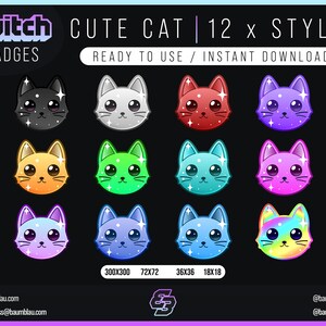 Cute Cat Badges for Twitch | Twitch Badge Cat | Ready to Use / Instant ...