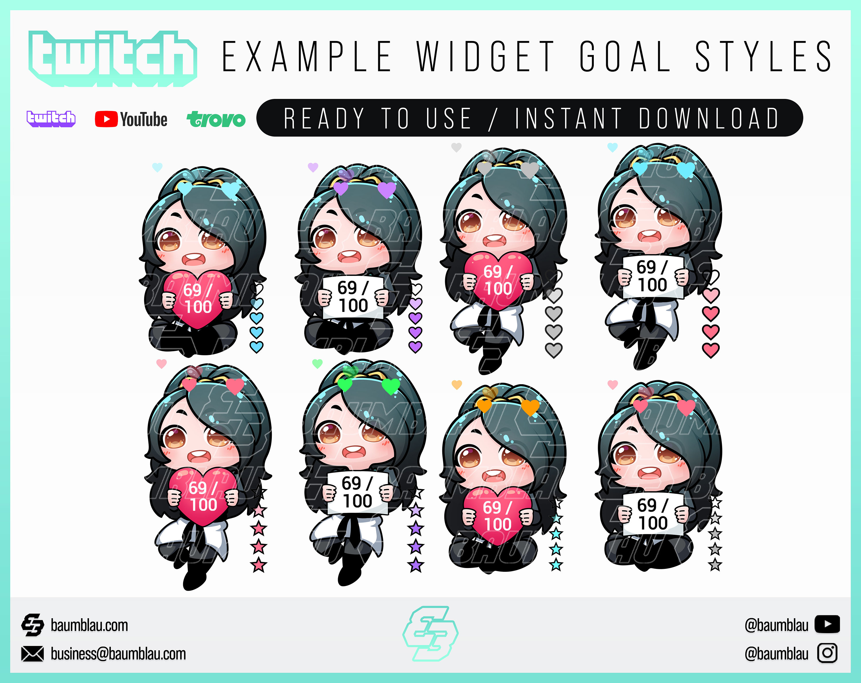 Valorant Widget Goal Overlay obs/streamlabs Cute Chibi Sage Widget ...