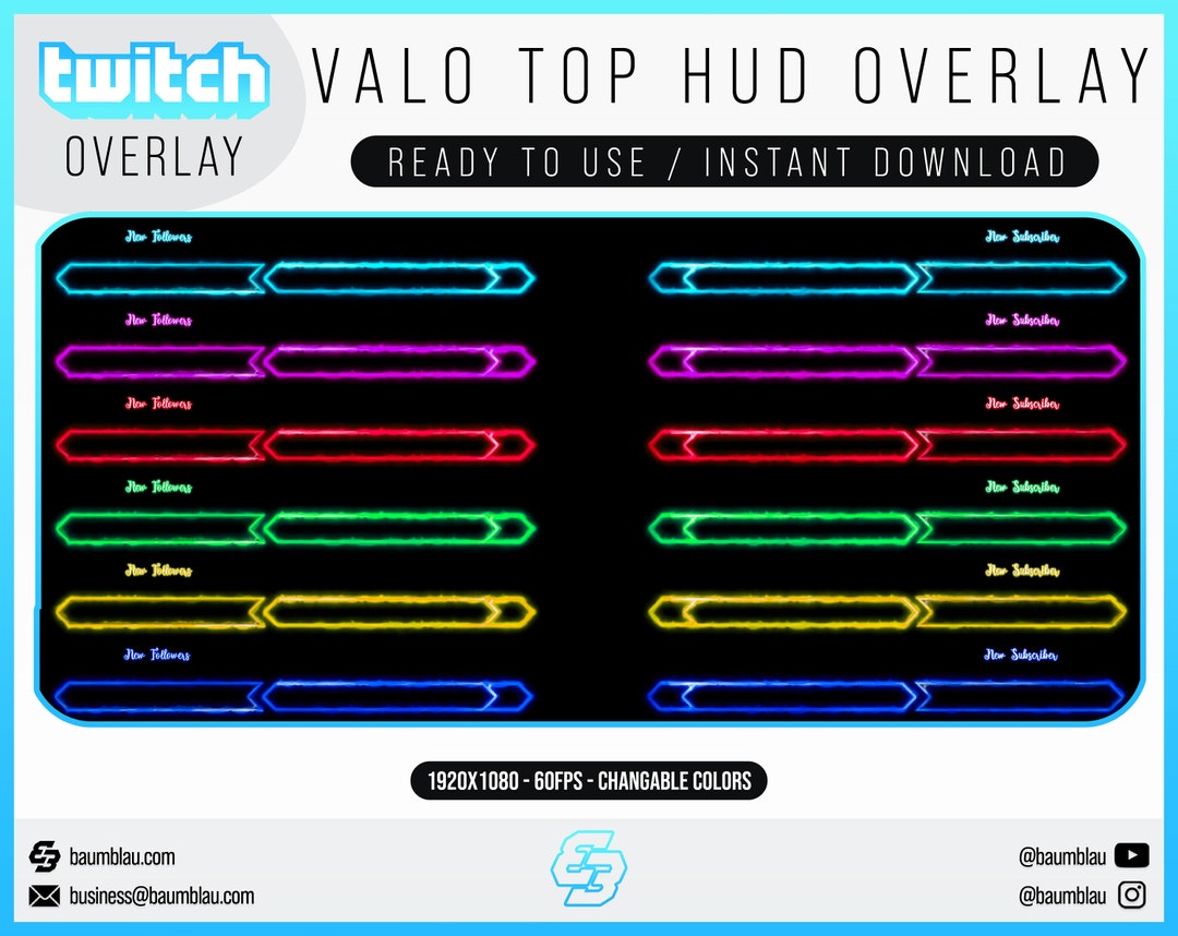 Animated Valorant HUD Overlay Package (changable Color) | Stream ...