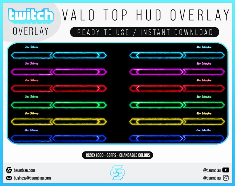 Animated Valorant HUD Overlay Package (changable Color) | Stream ...