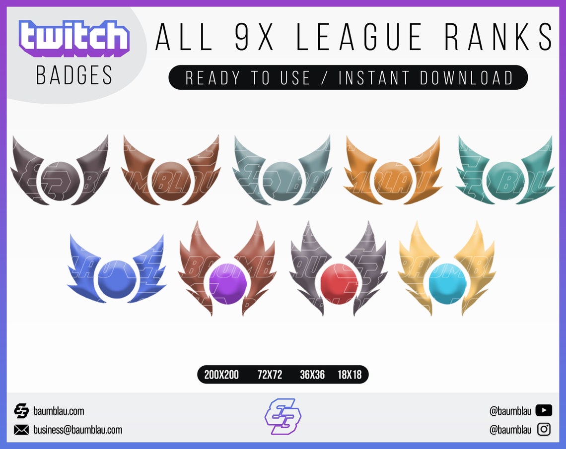 League of Legends Badges Twitch INCLUDED NEW RANK Emerald 10 X ...