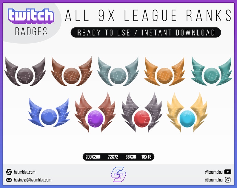 League of Legends Badges Twitch INCLUDED NEW RANK Emerald 10 X ...