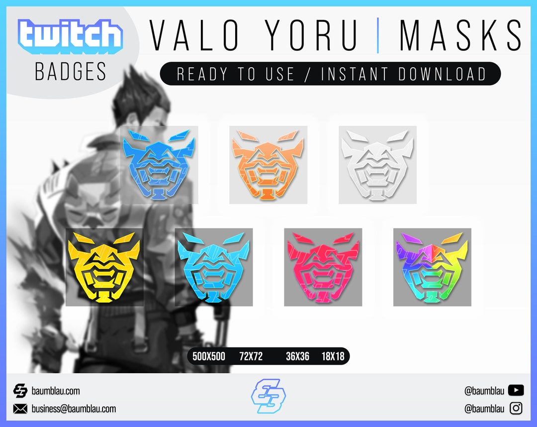 Valorant Yoru Twitch Sub Badges: Mask Styles (digital Download) - Etsy