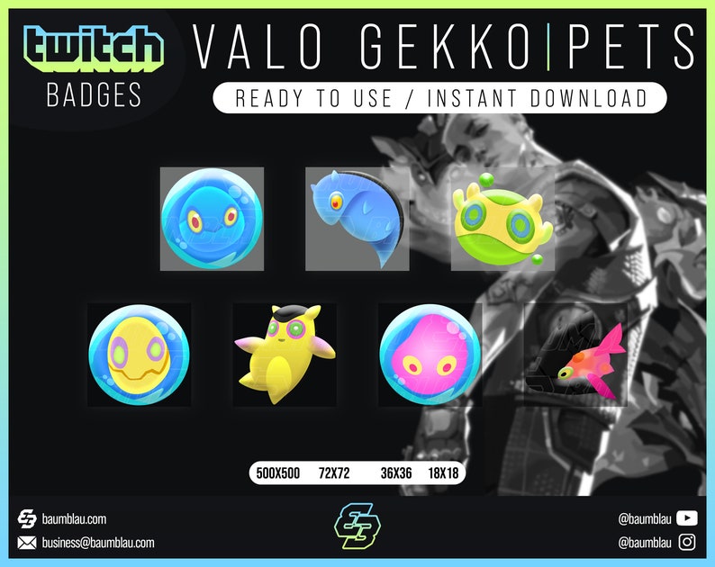 Valorant Gekko Twitch Sub Badges: 7 Dizzy Styles (instant Download ...