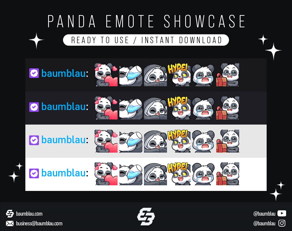 PANDA Twitch Emotes Pack / 6 X Twitch Panda Sub Emote Pack Twitch Panda ...