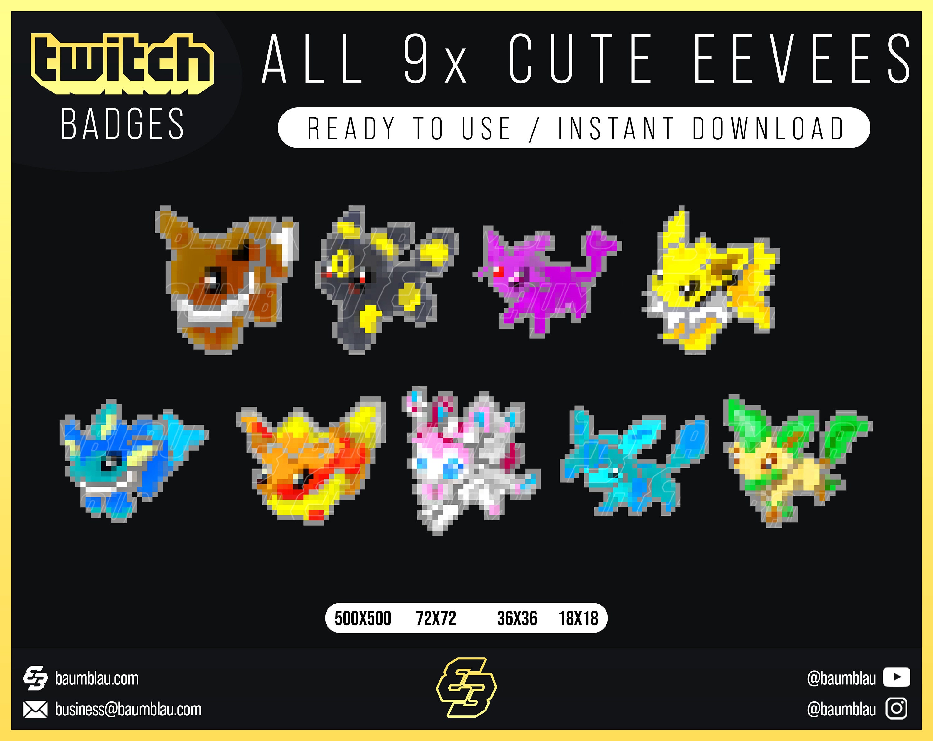 Twitch Badges Cute Eevee Evolution Badges Pixel Pokemon Badges Twitch ...