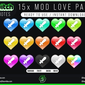 Twitch Emote | 15x Twitch MOD LOVE PACK Emote/Abzeichen | Twitch ...