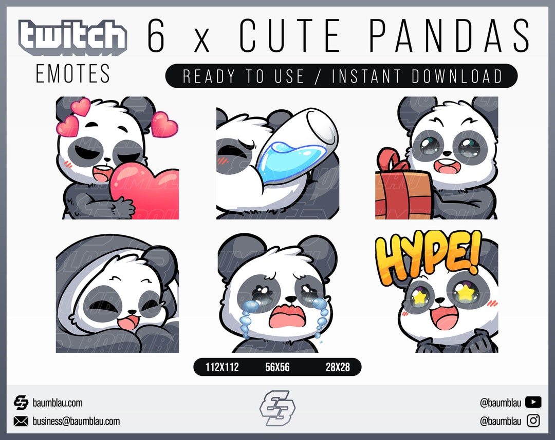 PANDA Twitch Emotes Pack / 6 X Twitch Panda Sub Emote Pack - Twitch ...