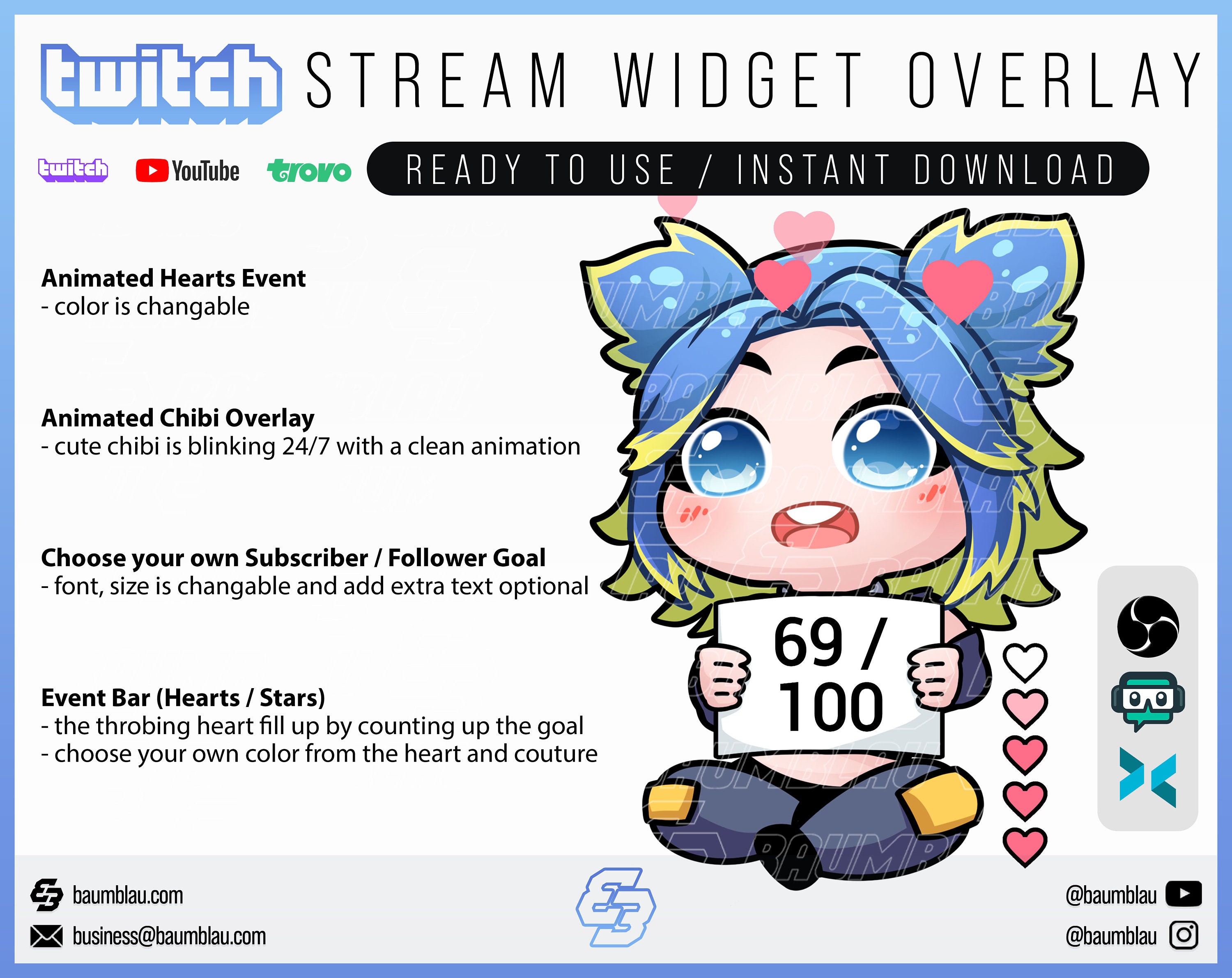Valorant Widget Goal Overlay obs/streamlabs Cute Chibi Neon Widget ...