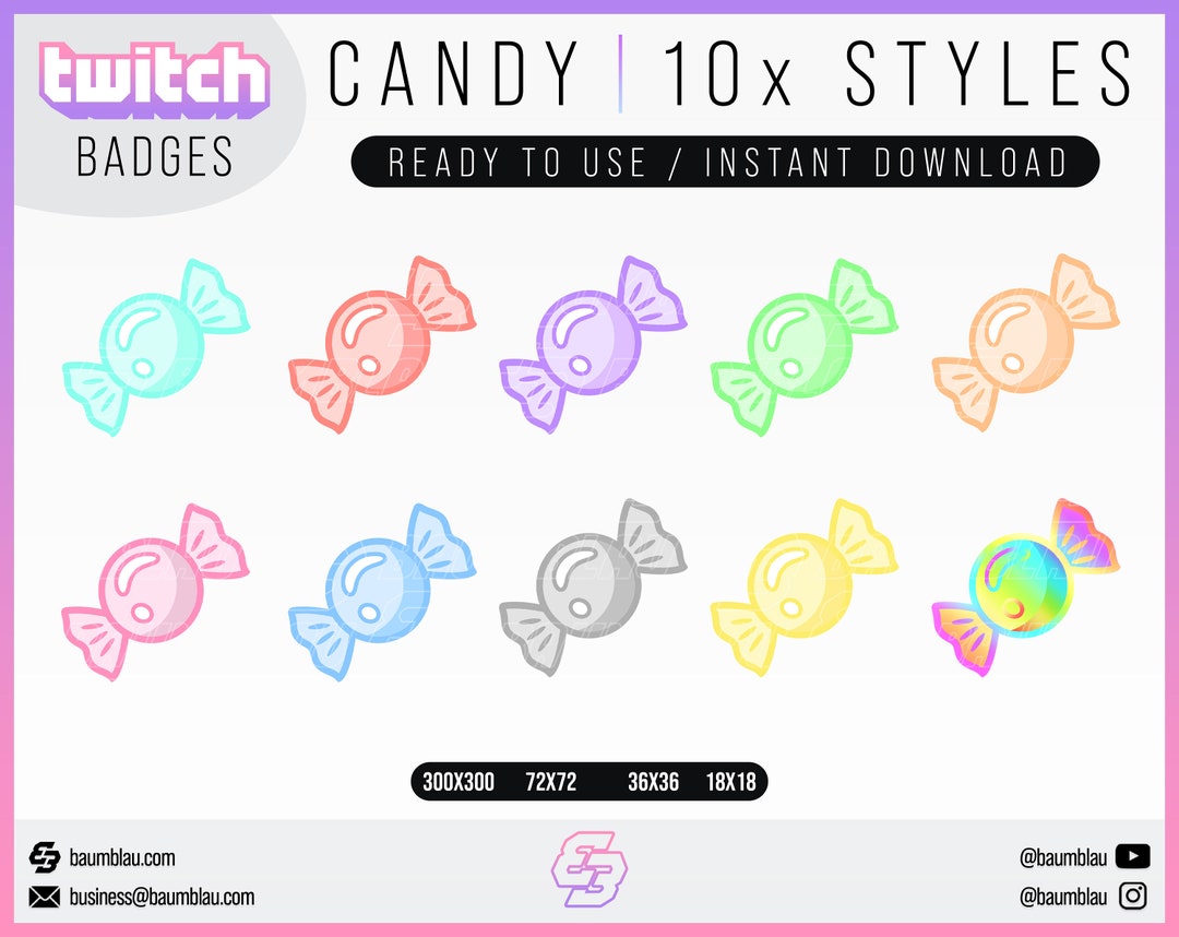 Pastel Candy Badges Twitch | 10 X Different Twitch Sub/cheer Badge ...