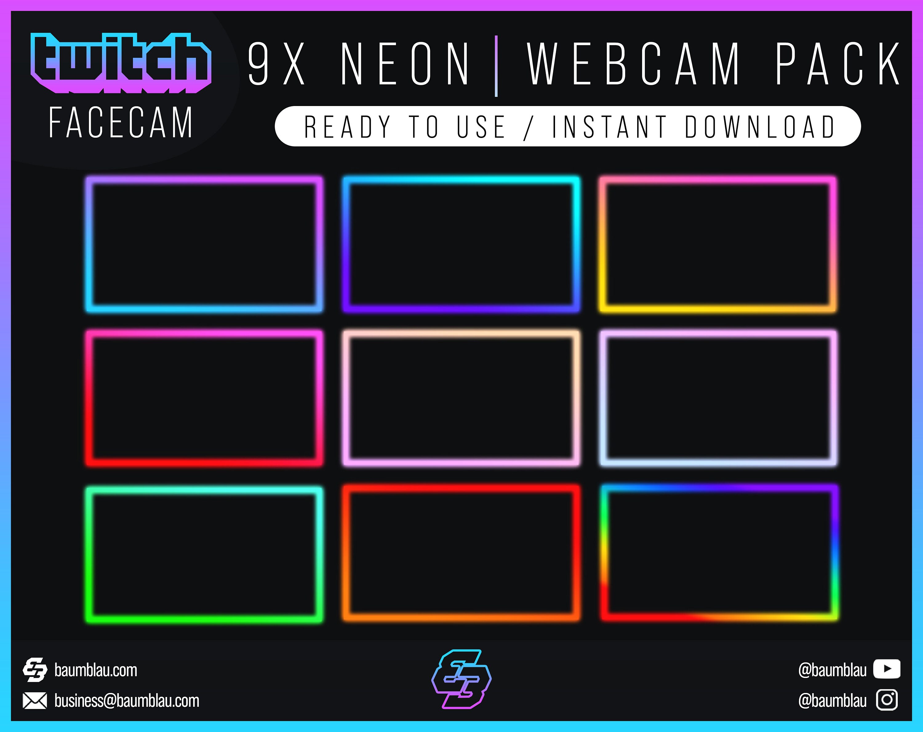 Neon Webcam Twitch Animated Animated Facecam Overlay 9x Gradient Neon ...