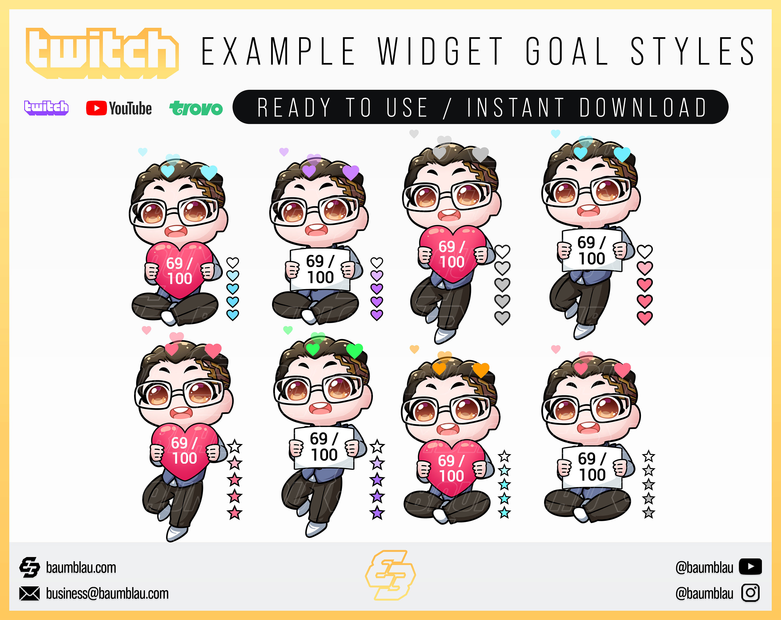Valorant Widget Goal Overlay obs/streamlabs Cute Chibi Chamber Widget ...