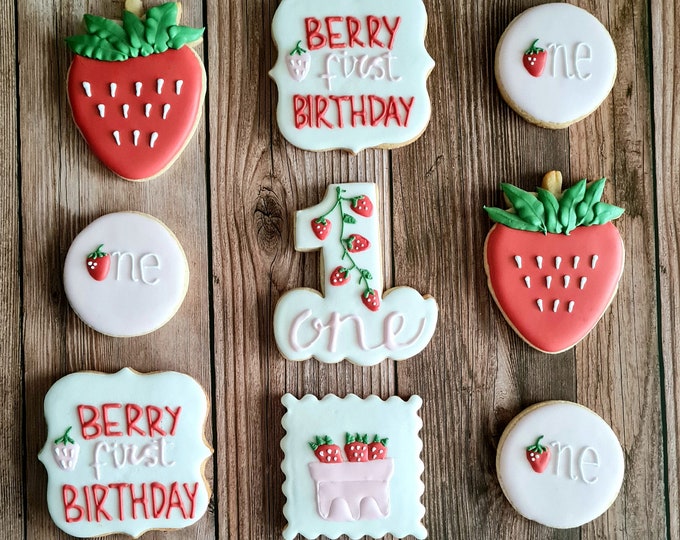 Berry First Birthday Cookies Custom Made First Birthday Gift - Etsy