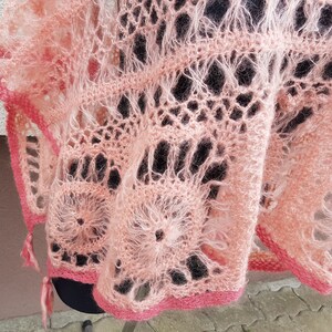 A Stylish Pink Poncho for A Women, Crocheted on the Netting Fork, Pink ...