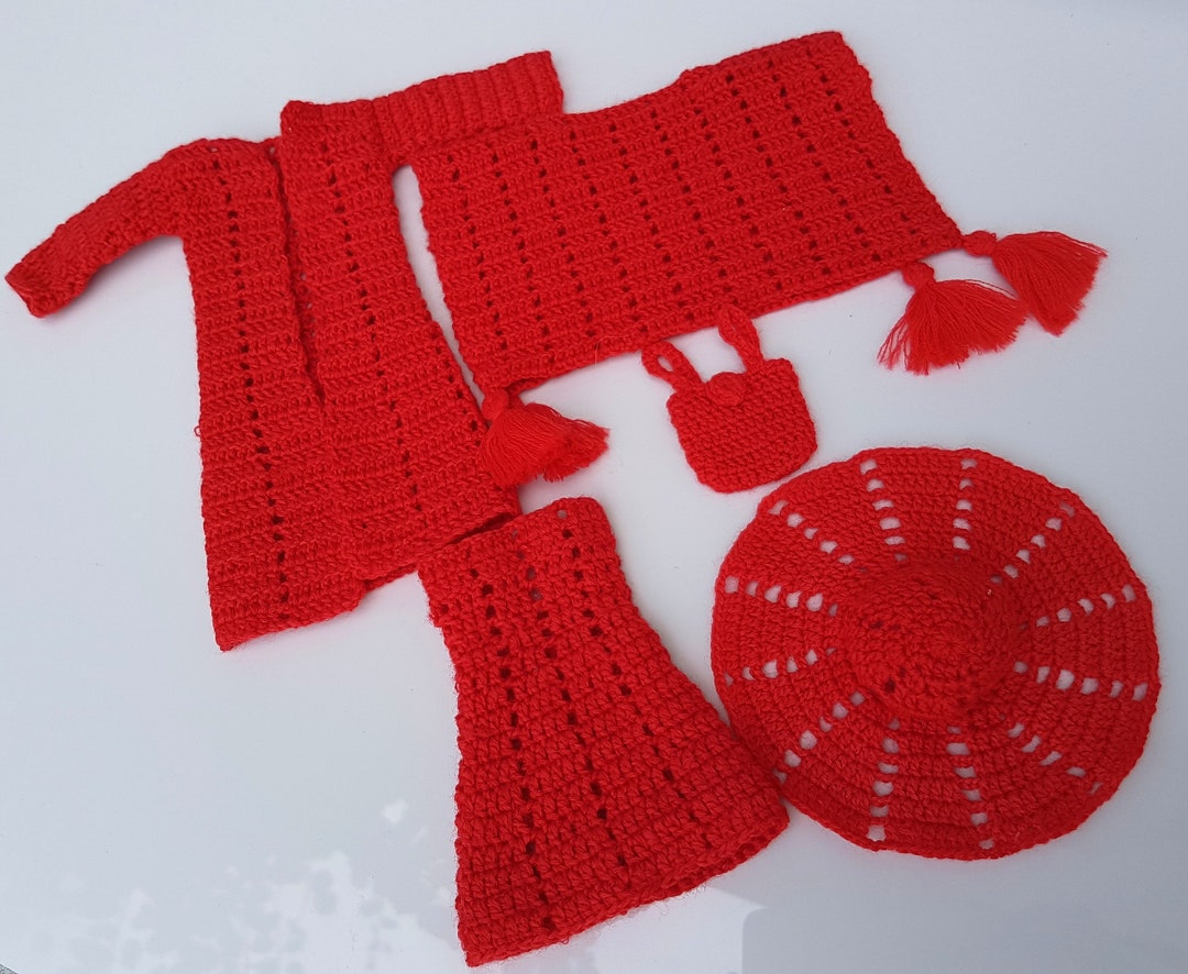 Red Collection, Set of Red Dress, Red Coat, Red Hat, Red Handbag, Red ...