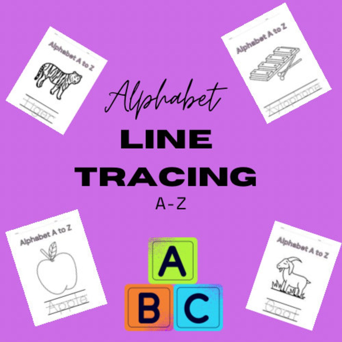 Handwriting Practice Sheets - Alphabet Tracing Dotted Lines A-Z ...