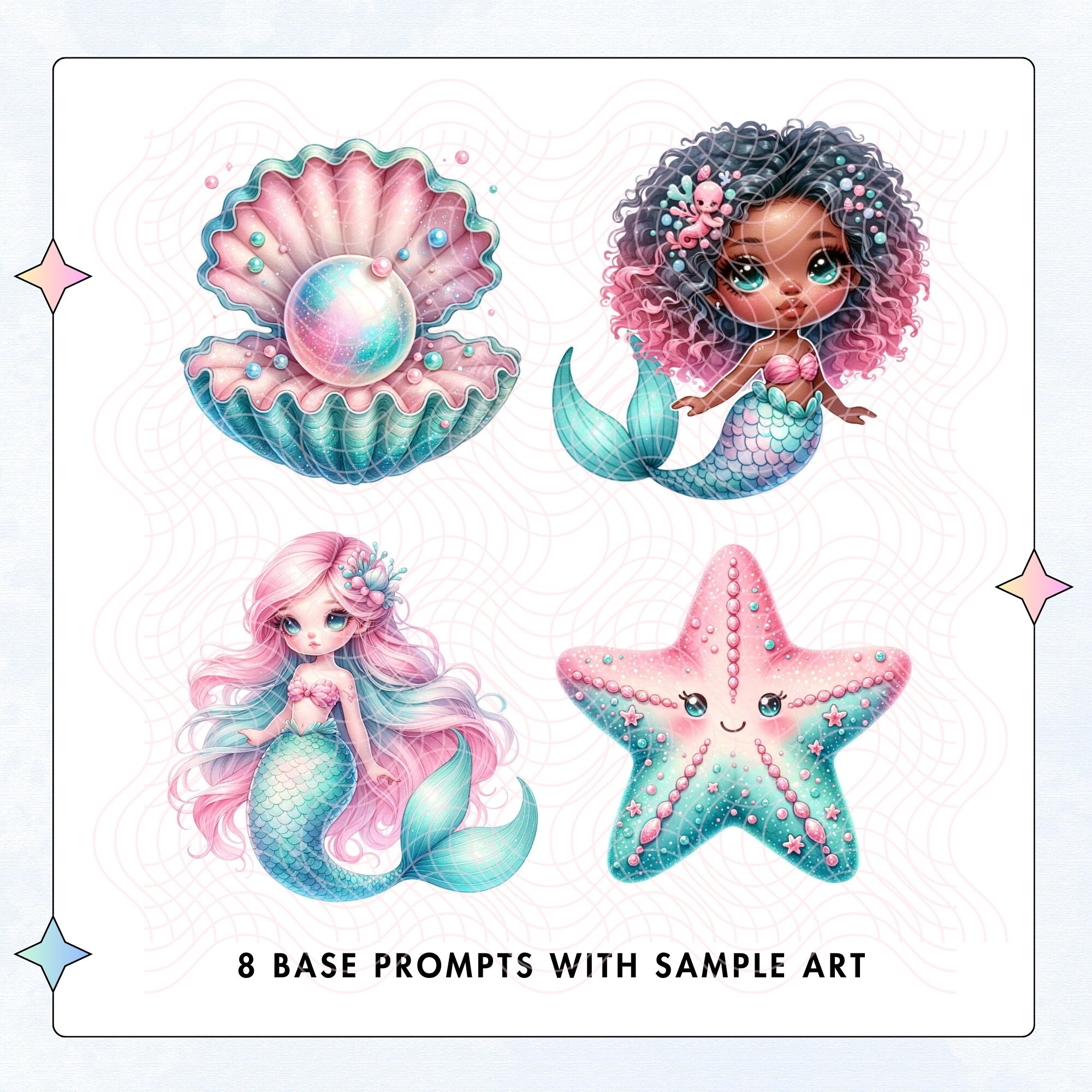 Pastel Mermaid Dall-e3 & Chatgpt V4 Ai Art Prompt Guide, 8 Mermaid ...