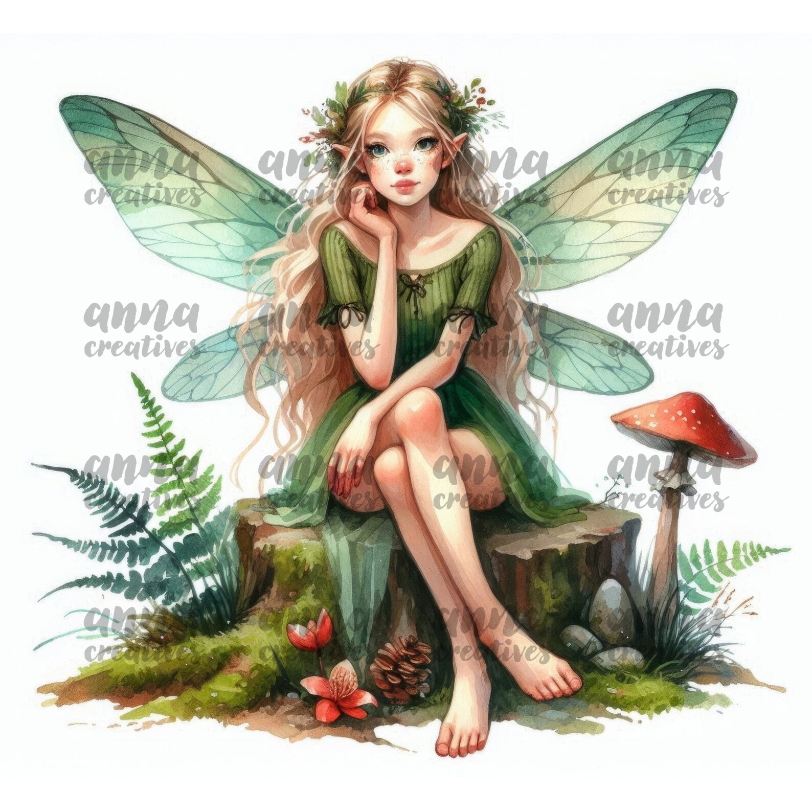 12 Forest Fairy Clipart, Fantasy Clipart, Fairies Watercolor Clipart ...