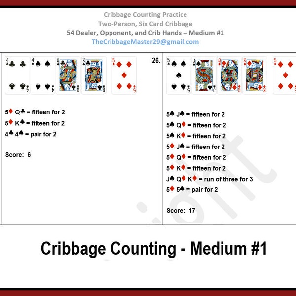 Cribbage Counting HARD Practice HARD Cribbage Hands - Etsy