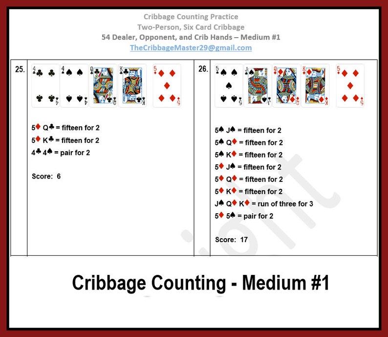 Cribbage Counting MEDIUM - Practice MEDIUM Cribbage Hands - Etsy