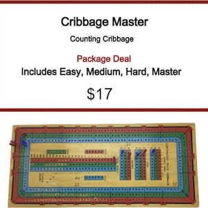 Cribbage Counting- Package Includes Master, Hard, Medium, Easy - Etsy