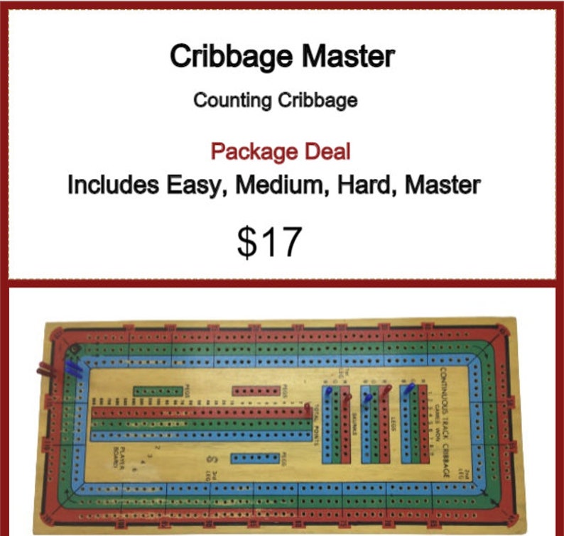 Cribbage Counting- Package Includes Master, Hard, Medium, Easy - Etsy