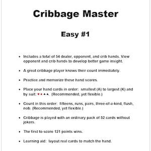 Cribbage Counting EASY - Practice EASY Cribbage Hands - Etsy Canada