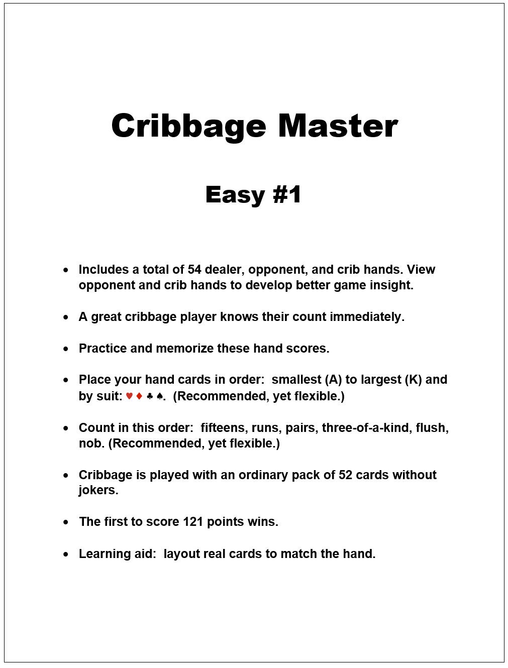 Cribbage Counting EASY - Practice EASY Cribbage Hands - Etsy