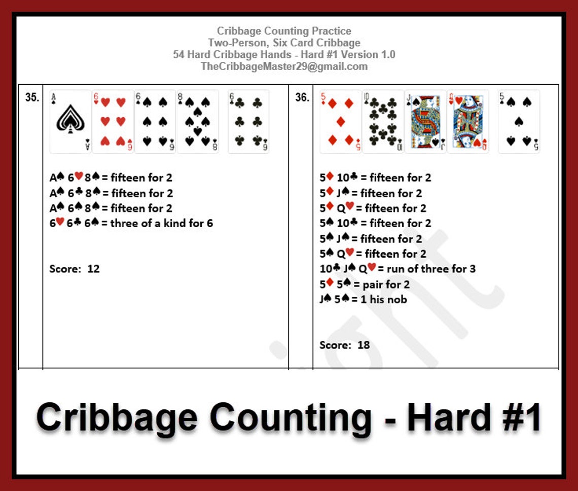 Cribbage Counting HARD - Practice HARD Cribbage Hands - Etsy