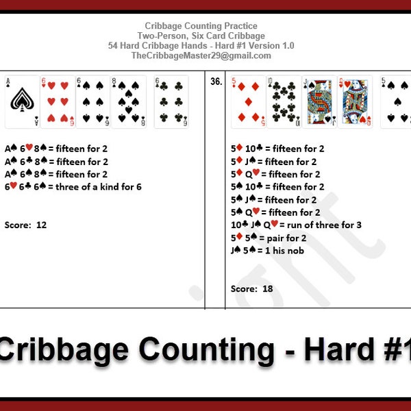 Cribbage Counting HARD Practice HARD Cribbage Hands - Etsy