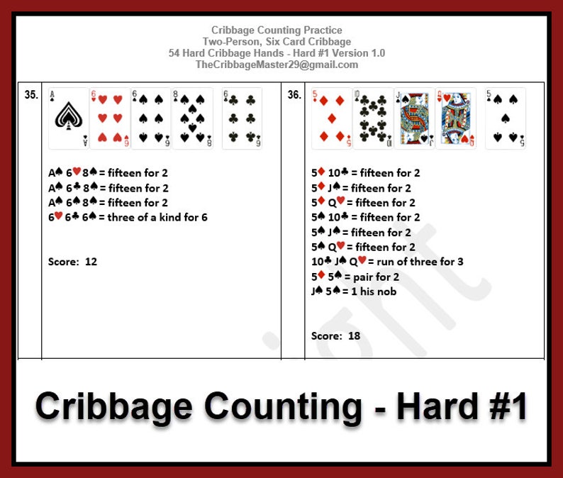 Cribbage Counting HARD - Practice HARD Cribbage Hands - Etsy