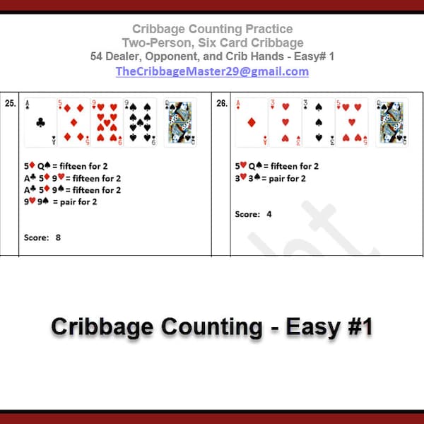 Cribbage Counting HARD Practice HARD Cribbage Hands - Etsy
