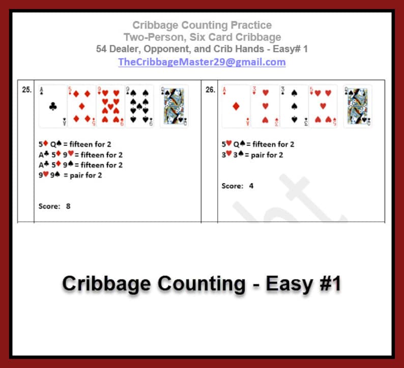Cribbage Counting EASY - Practice EASY Cribbage Hands - Etsy Canada