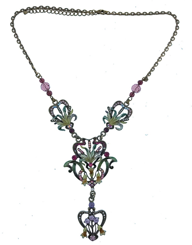 Vintage Look Victorian Enameled Necklace Crystallized With - Etsy