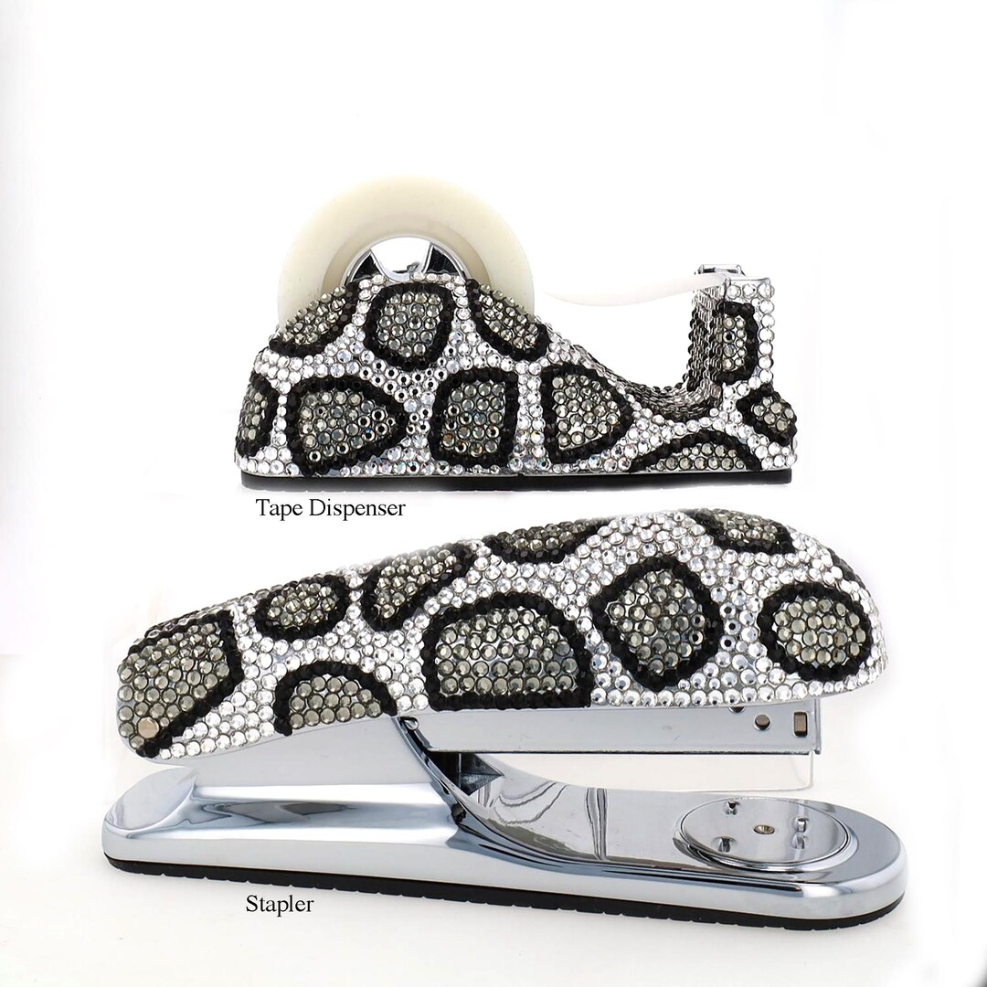 Snow Leopard Crystallized Stapler Tape Dispenser Luxury Crystallized ...