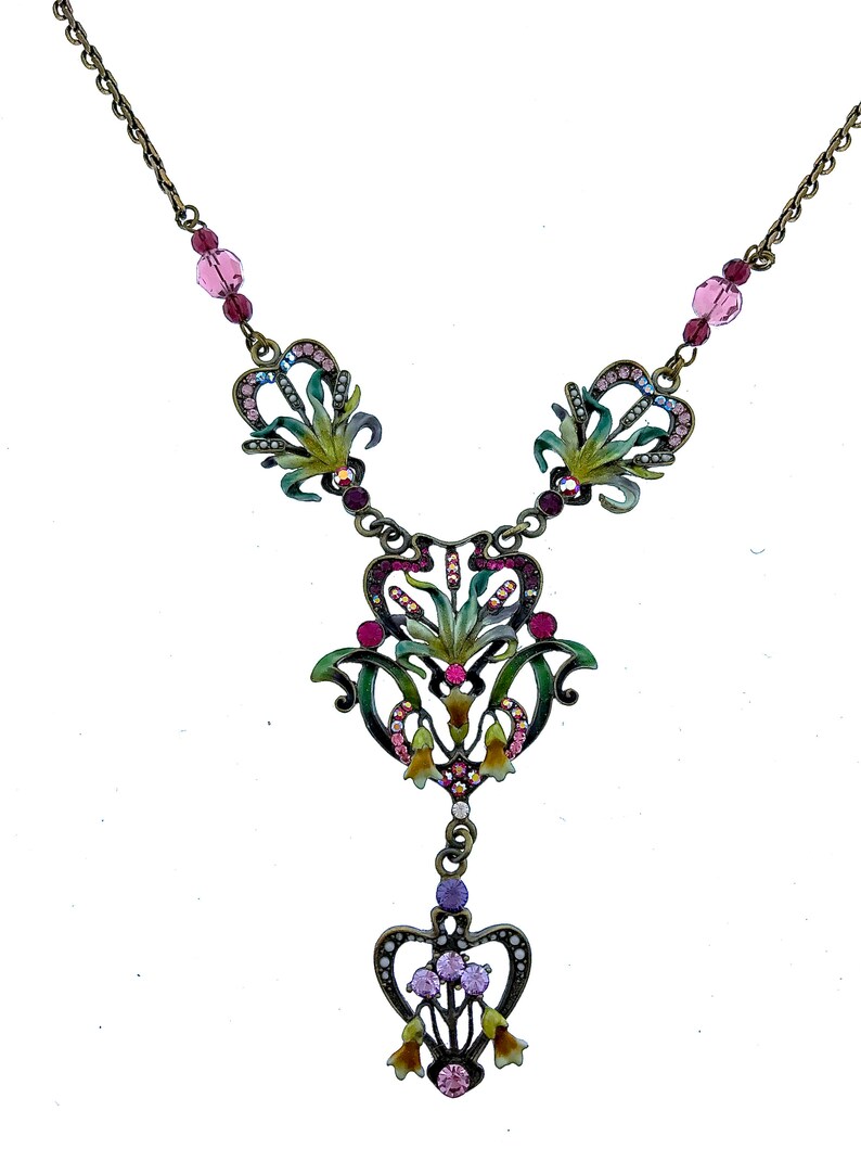 Vintage Look Victorian Enameled Necklace Crystallized With - Etsy