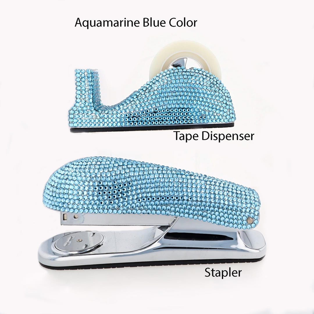 Aqua Blue Crystallized Stapler Tape Dispenser Luxury Crystallized ...