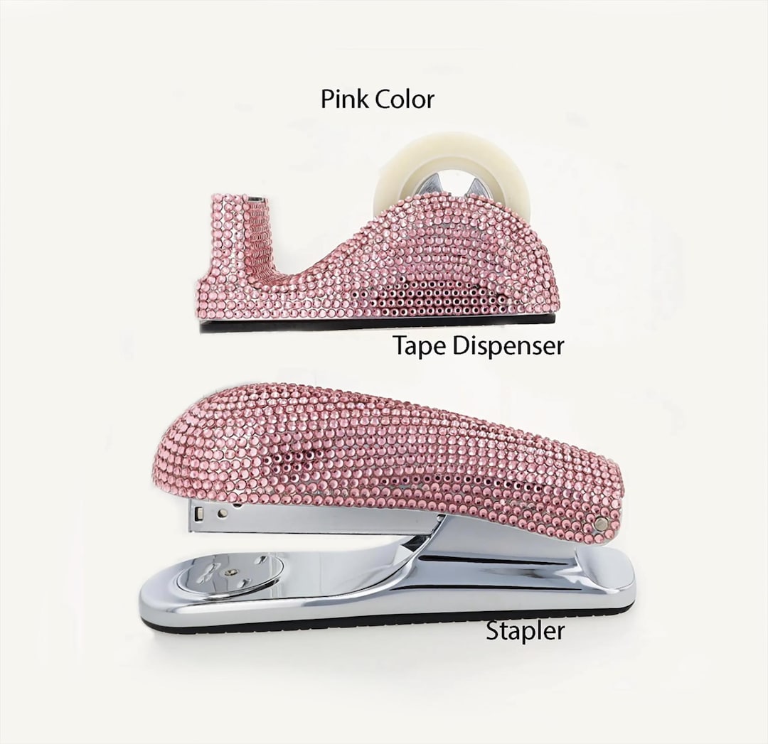 Pink Crystallized Stapler Tape Dispenser Luxury Crystallized Office ...