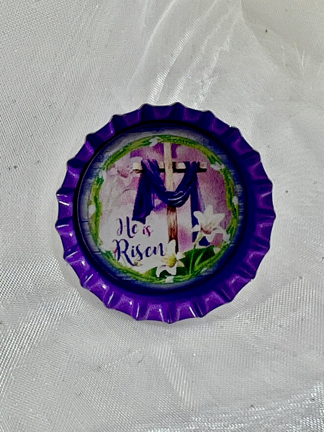 Easter Pin, Bottle Cap Pin, Cross Pin, Easter Cross, Shabby Chic ...