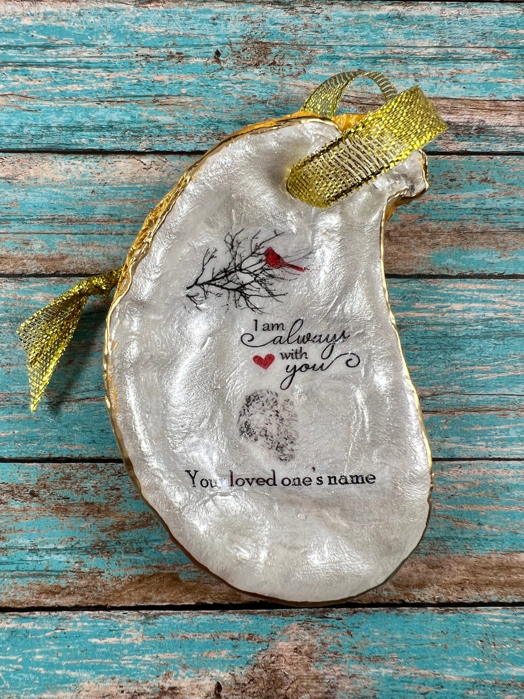 Personalized Memorial Oyster Shell Ornament: Cardinal Remembrance Gift ...